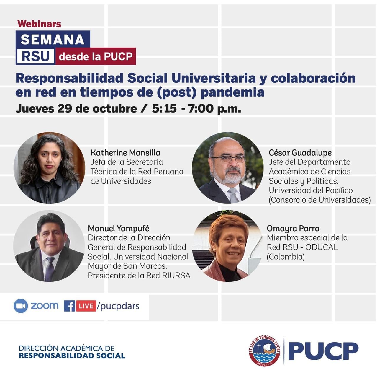 Webinar “Responsabilidad Social Universitaria y colaboración en red en tiempos (post) pandemia ...
