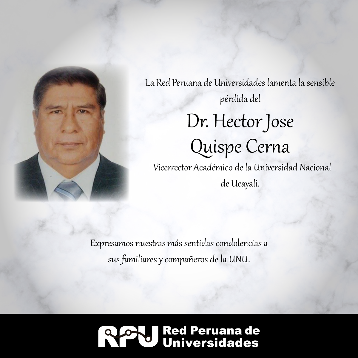 LA RPU lamenta la perdida del Dr. Hector Jose Quispe Cerna - Red ...